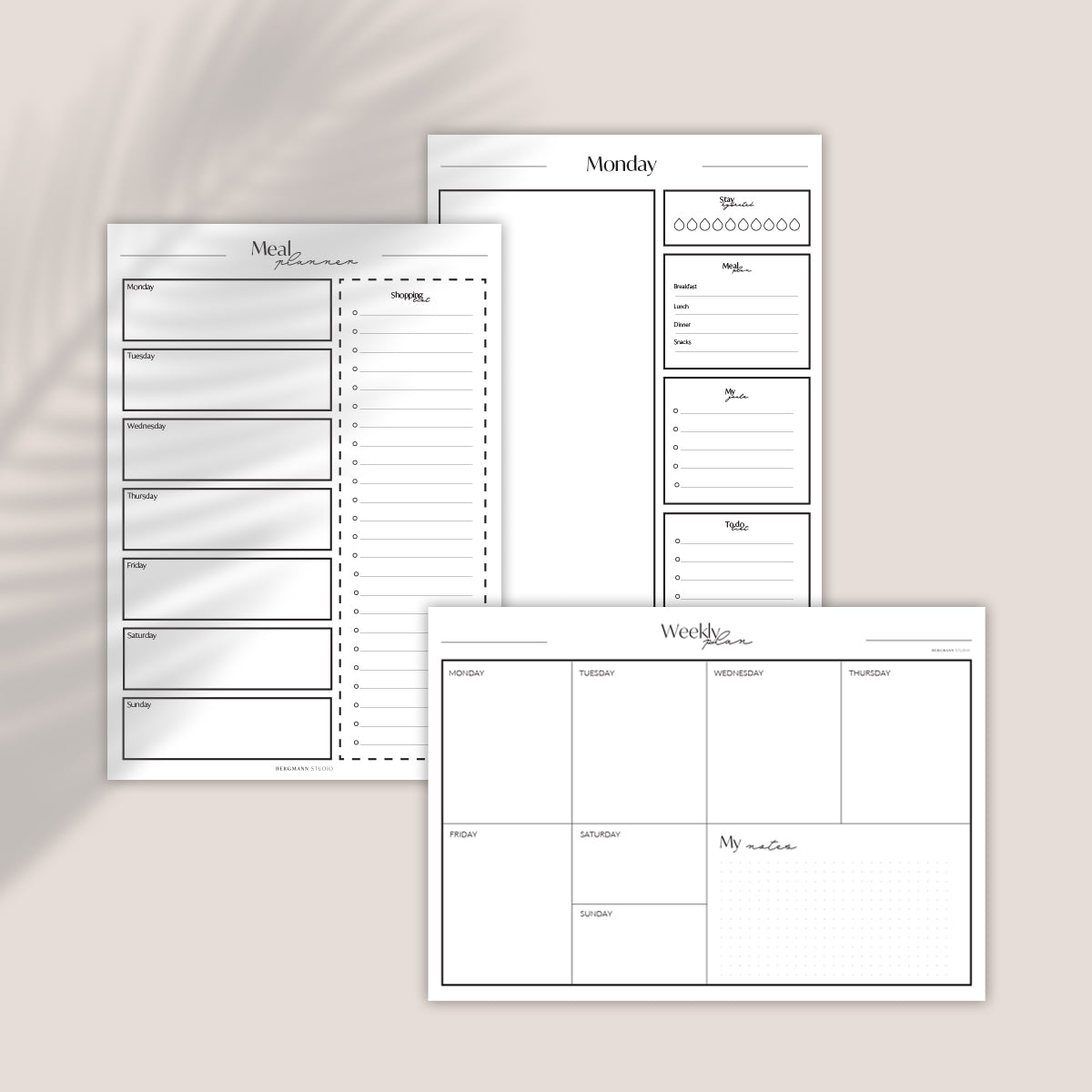 Planning package Printable - weekly, daily & menu plans – Ása Bergmann ...